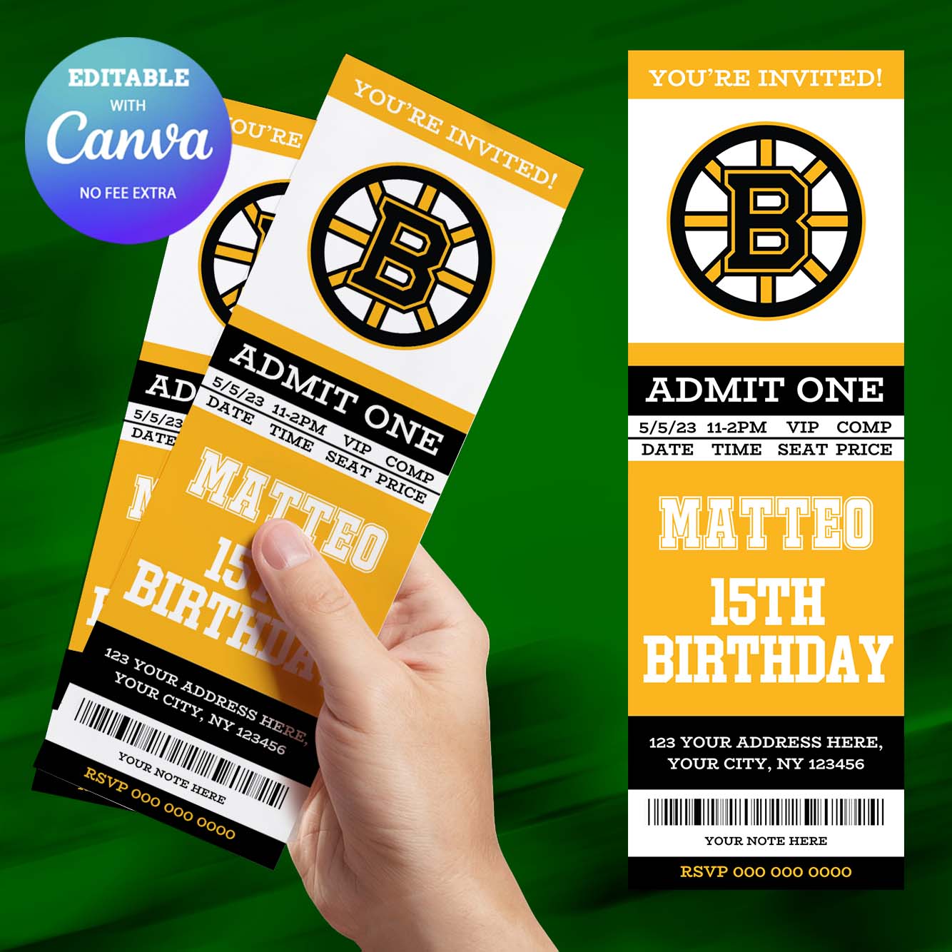 Boston Bruins Birthday Invitation Canva Editable, Basketball | Inspire ...
