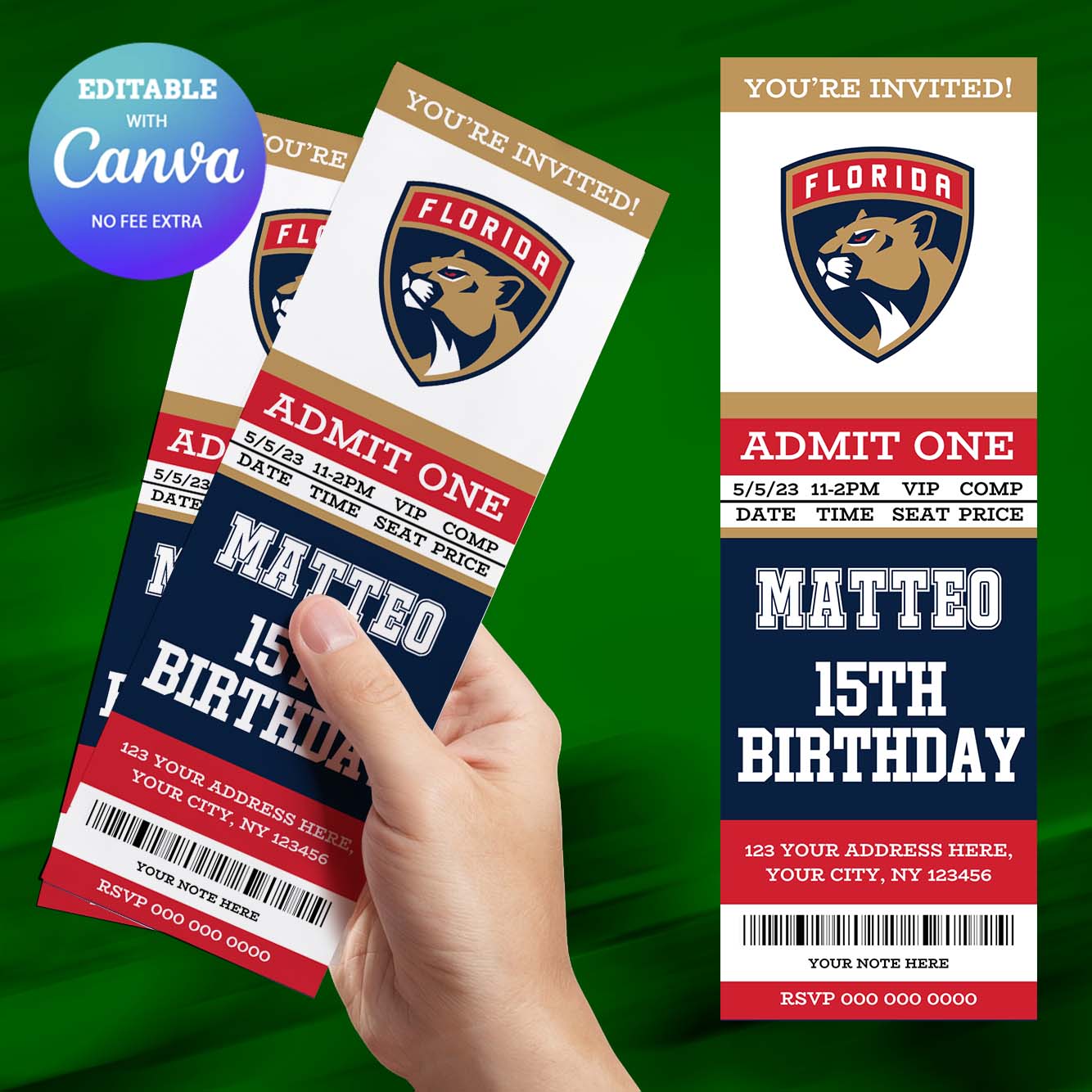 Florida Panthers Birthday Invitation Canva Editable, Hockey | Inspire ...