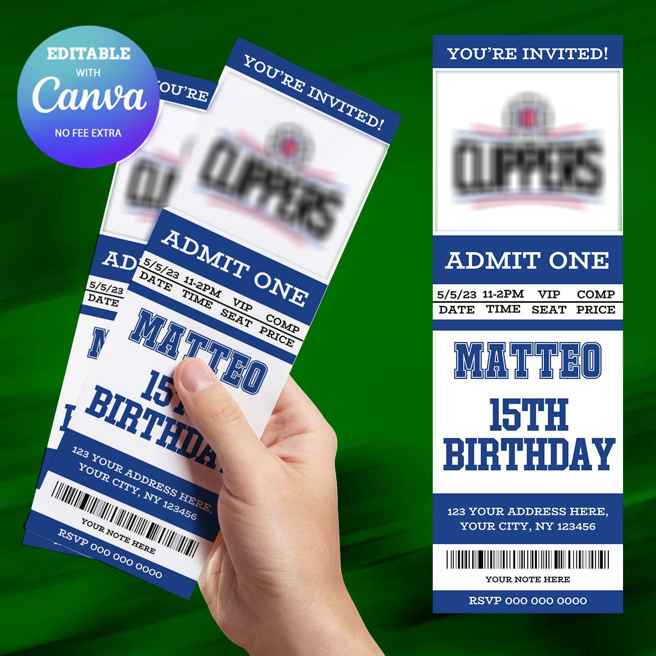 La Clippers Birthday Invitation Canva Editable, Basketball T - Inspire ...