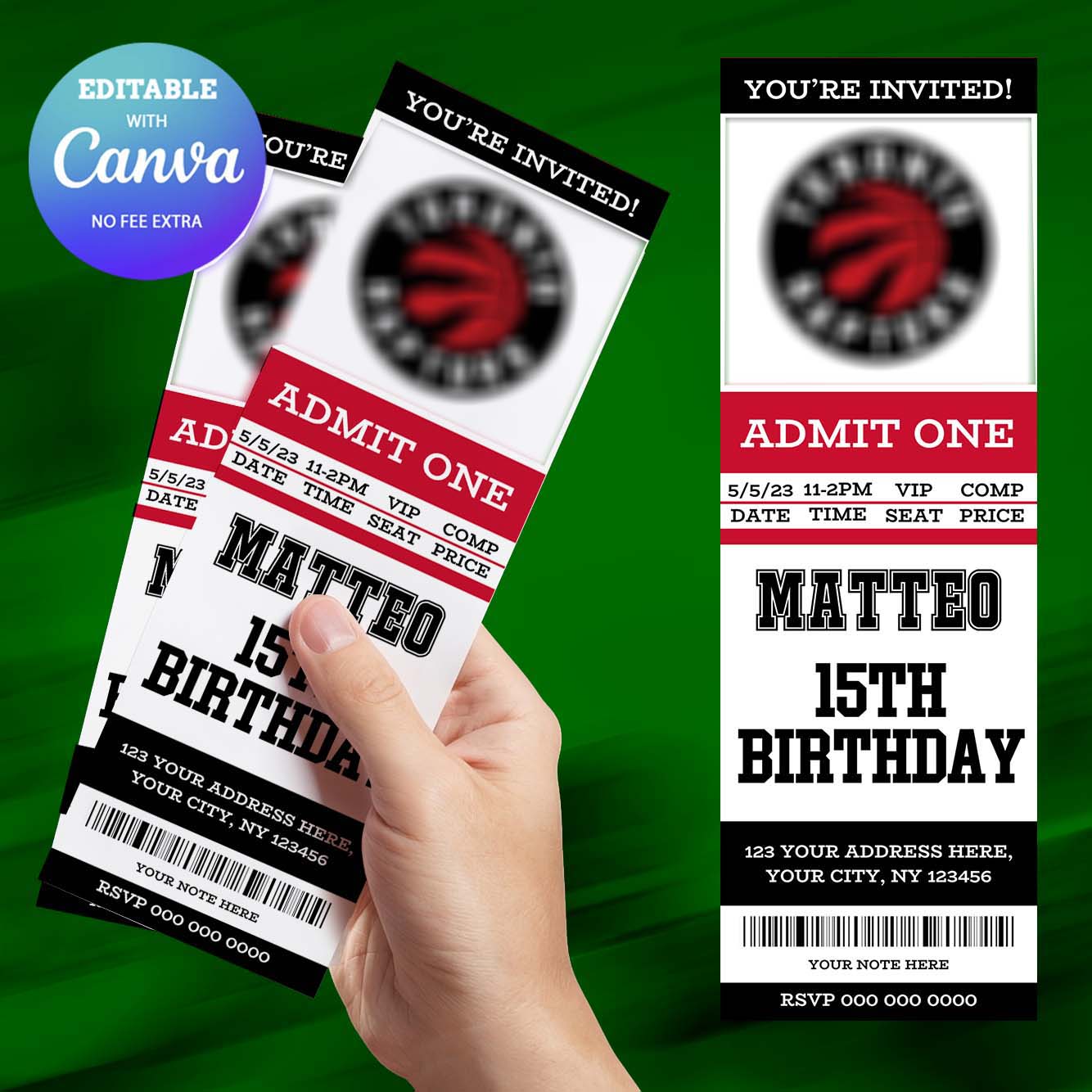 Toronto Raptors Birthday Invitation Canva Editable, Basketba - Inspire ...