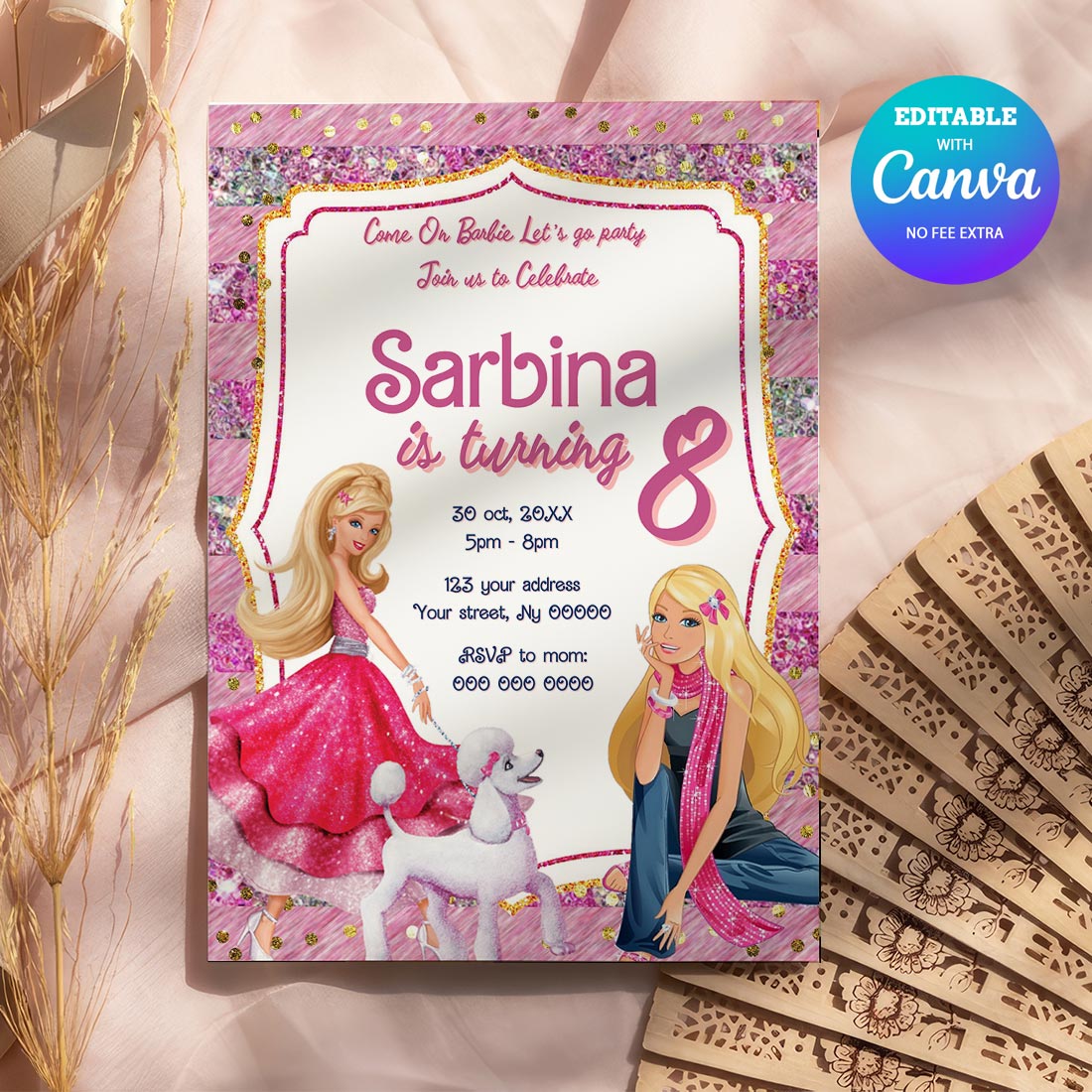 Barbie Birthday Invitation, Barbie Princess Birthday Invitat - Inspire ...