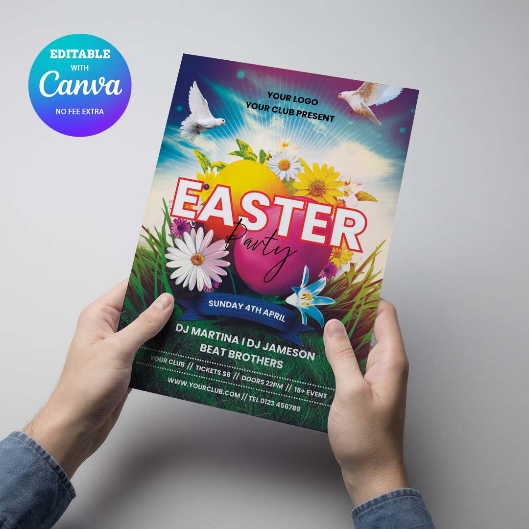 Easter Poster Editable, Easter Party Printable Canva Editabl | Inspire ...