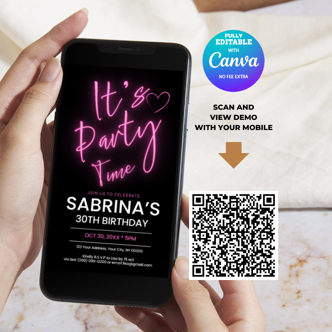 Mobile Birthday Invitation, Pink Birthday Invitation ANY AGE - Inspire ...