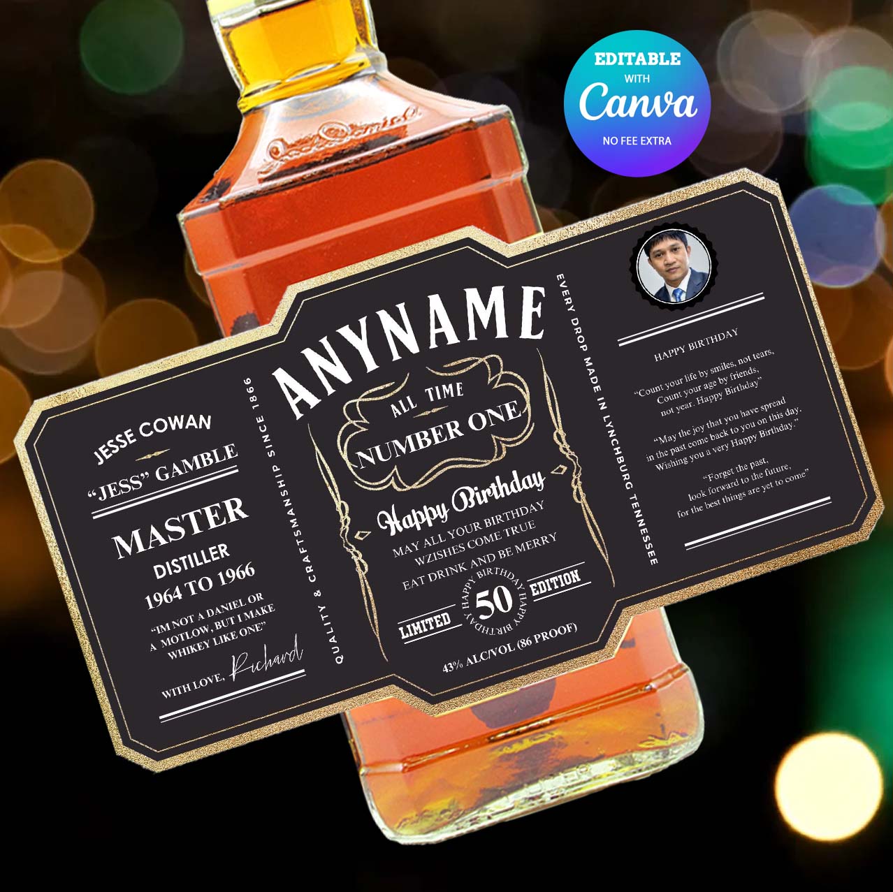 Jack Daniel's Master Distiller Bottle Label Canva editable a | Inspire ...