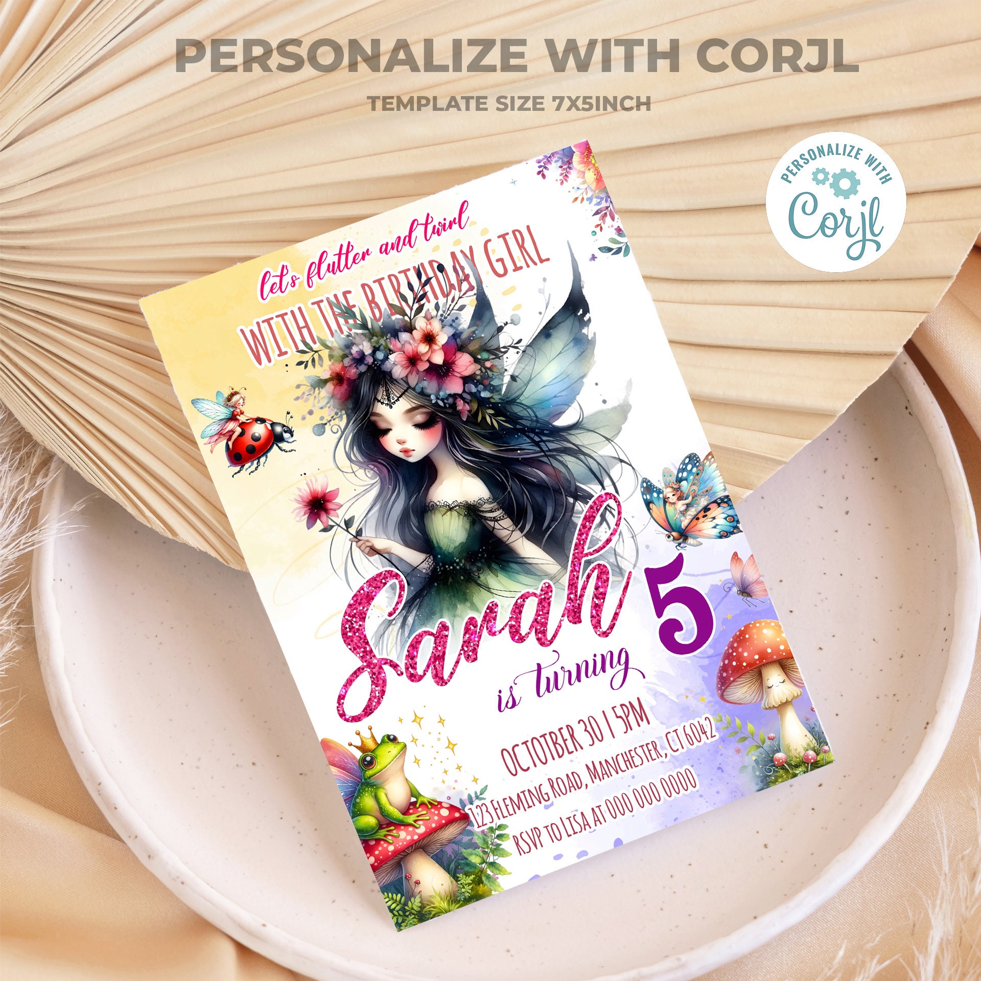 Fairy Birthday Invitation, Flutter and Twirl Birthday Invite - Inspire ...