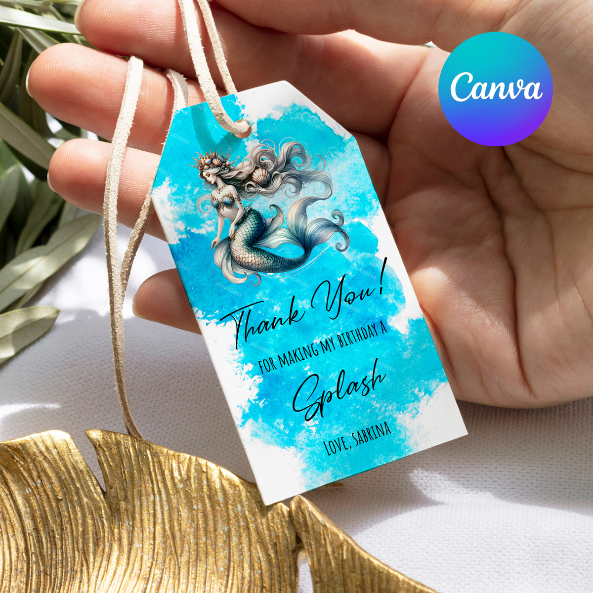 Editable Mermaid Favor Tag, Mermaid Favor Tag Printable Canv | Inspire ...