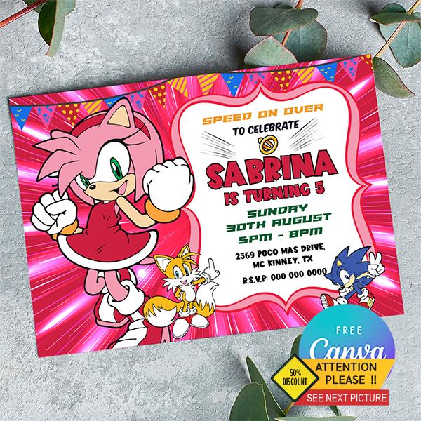 Amy Rose Birthday Inviation Amy Rose Birthday Girl Invitati Inspire Uplift