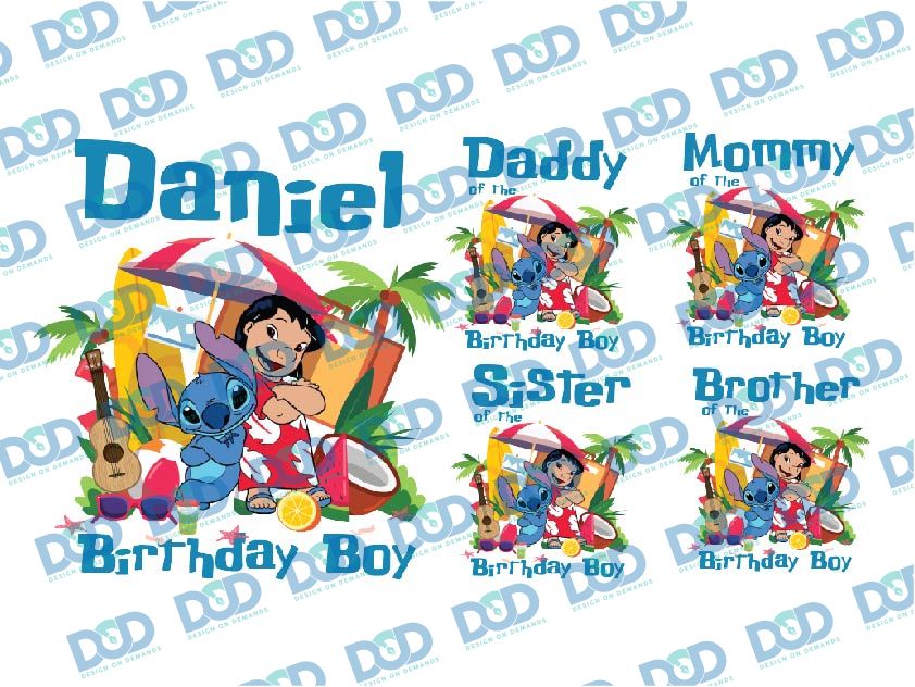 Personalized Name And Age Lilo and Stitch Png, Family Birthd - Inspire ...