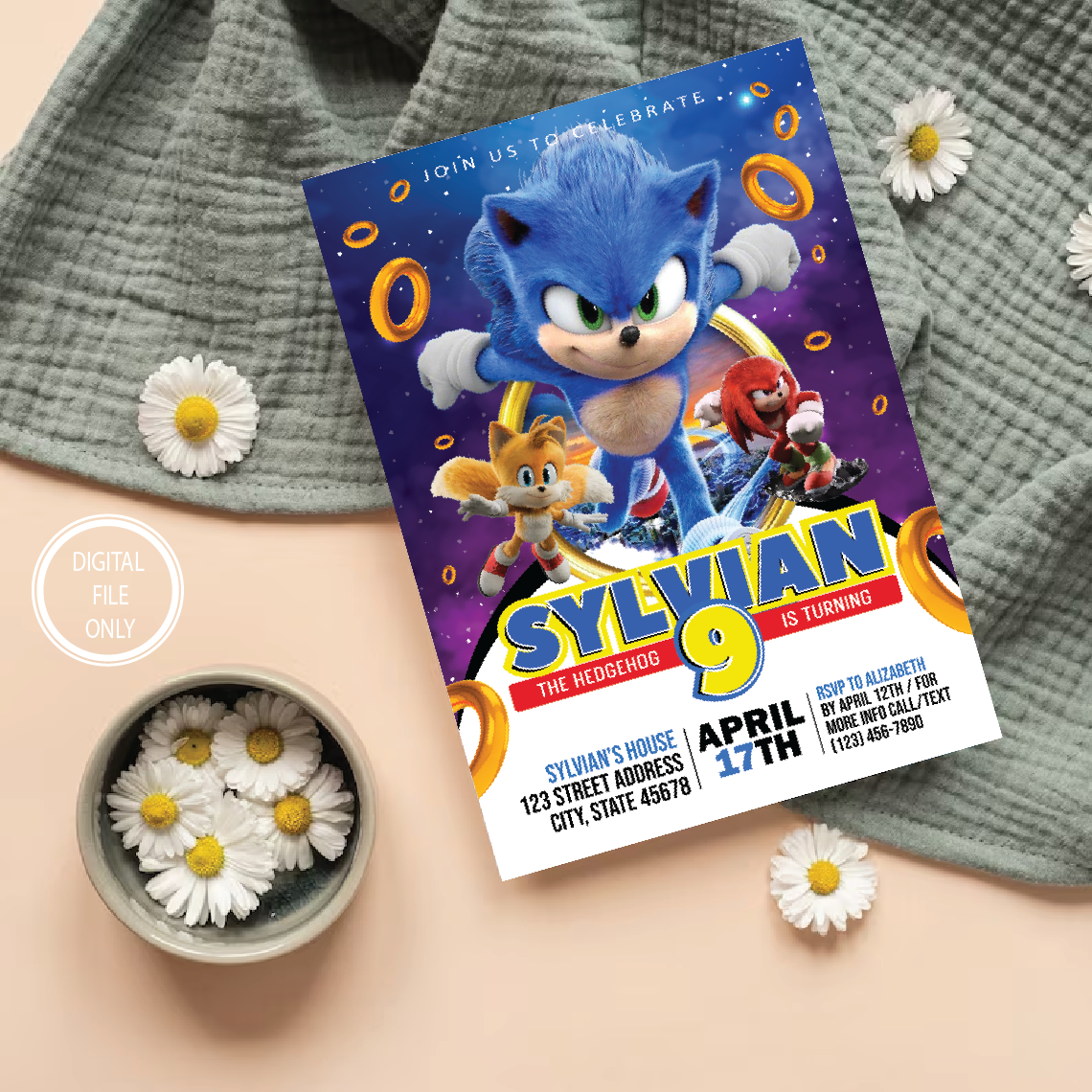 Personalized File Sonic Birthday Invitation | Sonic Invitati | Inspire ...