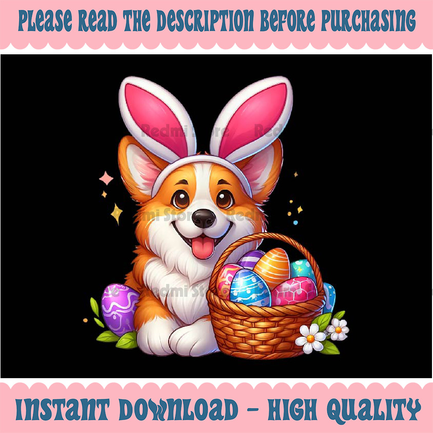 PNG ONLY Corgi Bunny Ears Easter Day Png, Cute Dog Puppy Lov | Inspire ...