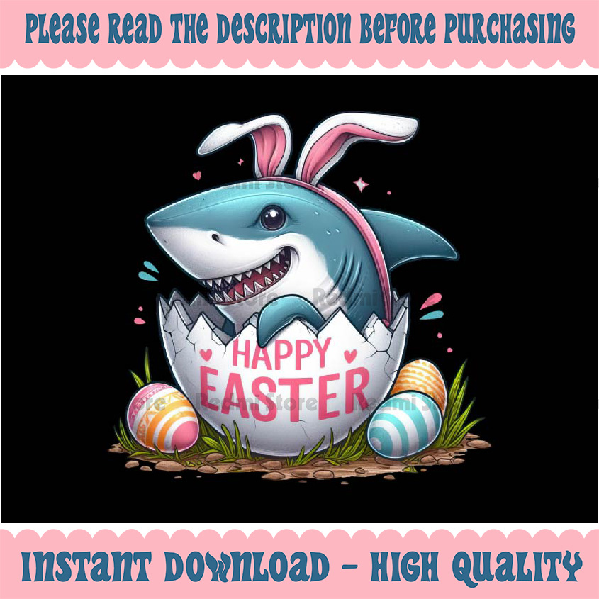 PNG ONLY Cute Shark Bunny Png, Easter Shark Egg Png, Easter | Inspire ...