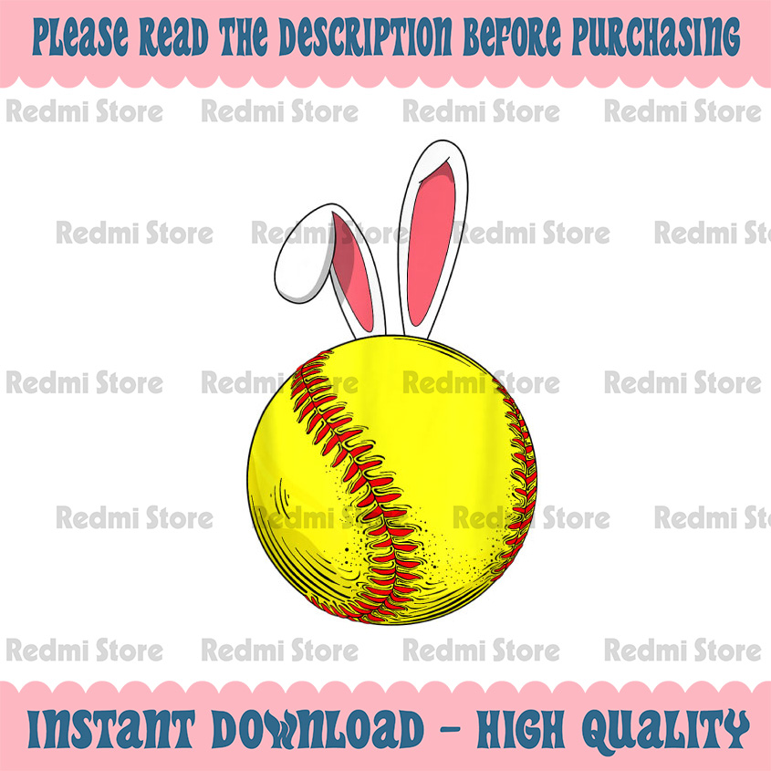 Easter Softball Png, Bunny Rabbit Ears Png, Softball Png, Gi - Inspire ...