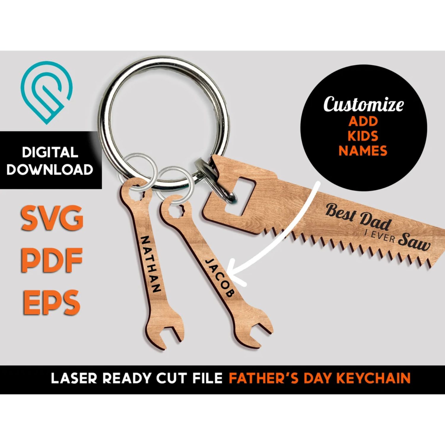 Best Dad - Keychain - Saw Tool - Laser Ready SVG Cut File Te | Inspire ...