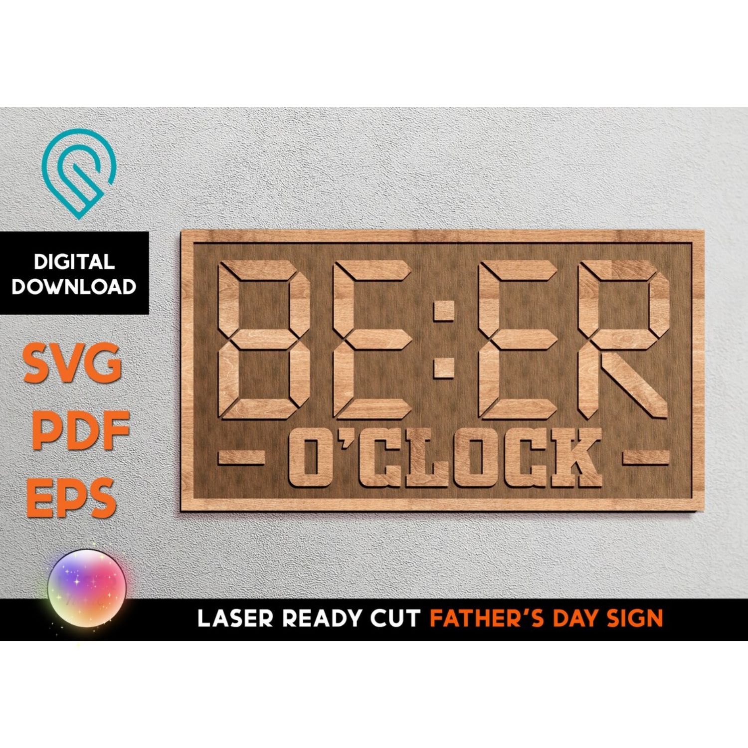 Beer O'clock Sign - Laser Ready SVG Cut File Template - Pers | Inspire ...
