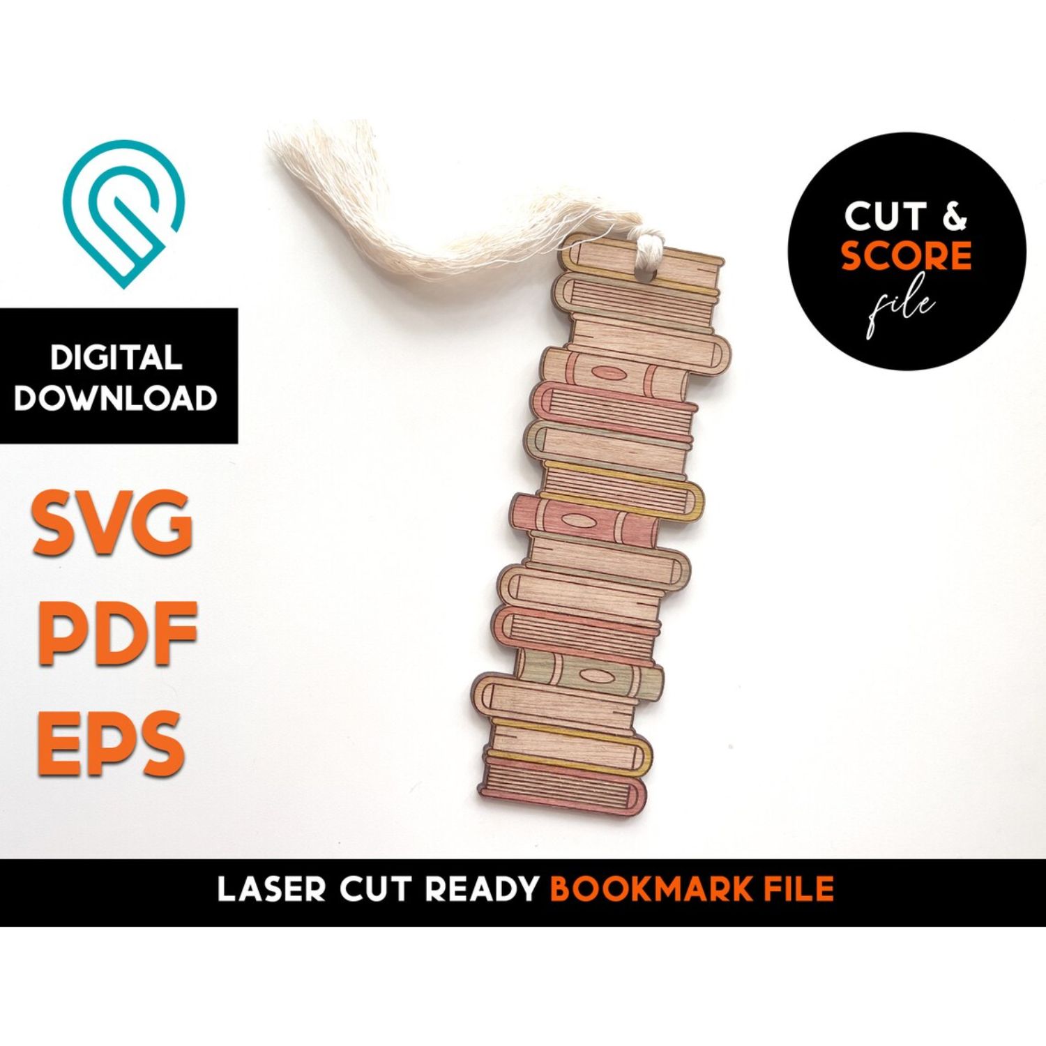 Book stack Bookmark - Laser Cut SVG File - Glowforge Ready - | Inspire ...