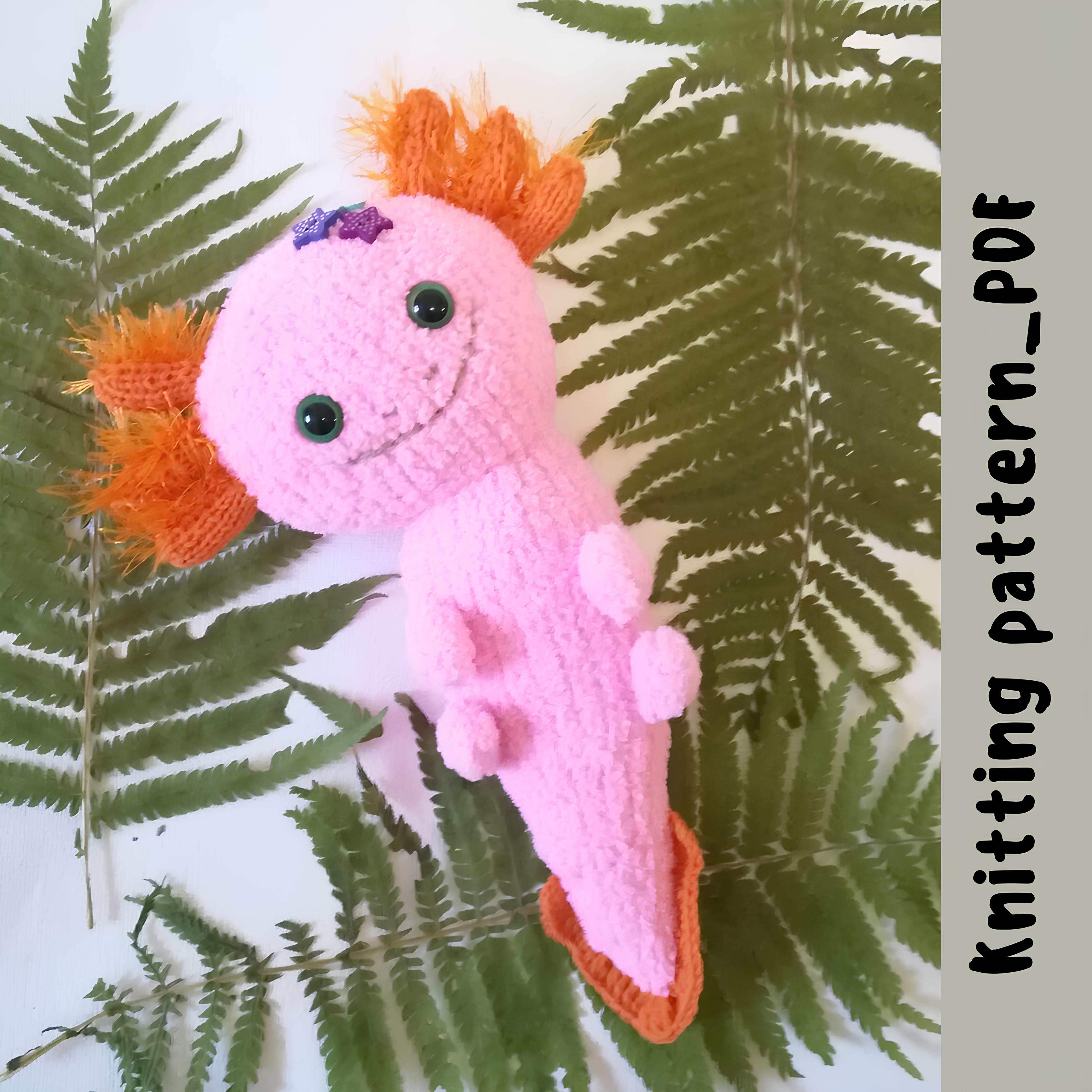 Toy Knitting Patterns -Knit plush Axolotl how to mak soft to | Inspire ...