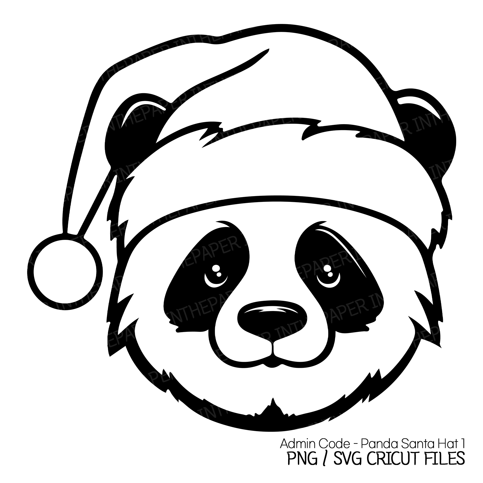 Cute Panda in Santa Hat SVG | Christmas PNG Black Line Silho | Inspire ...