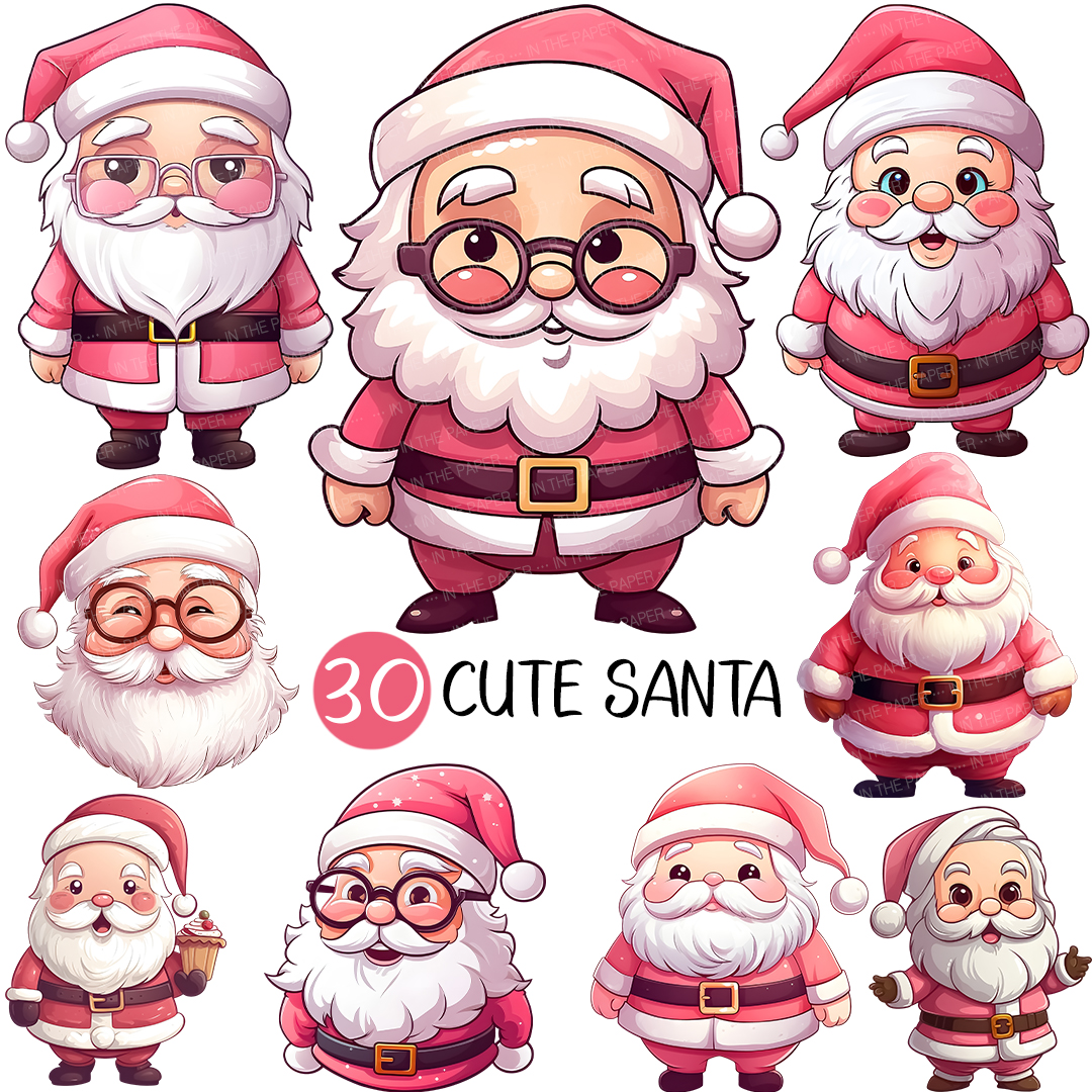Cute dwarf Santa PNG | Christmas Clip Art Pink Adorable Fat | Inspire ...
