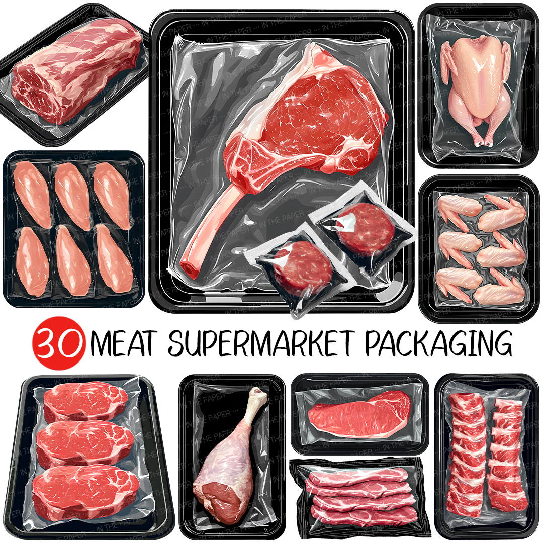 Meat Supermarket Packaging PNG | Raw Chicken Beef Pork Turke | Inspire ...