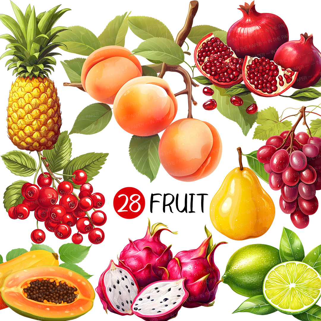 28 Fruit PNG | Tropical Clip Art FIG Lime Kiwi Lemon Peach R - Inspire ...