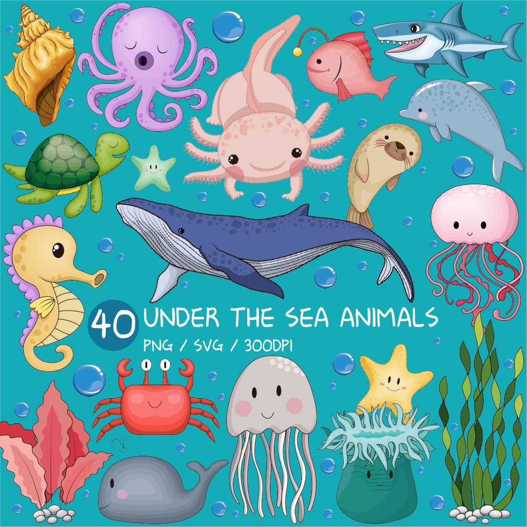 Under the Sea Animals PNG | Cute Fish SVG Clipart Humpback W | Inspire ...