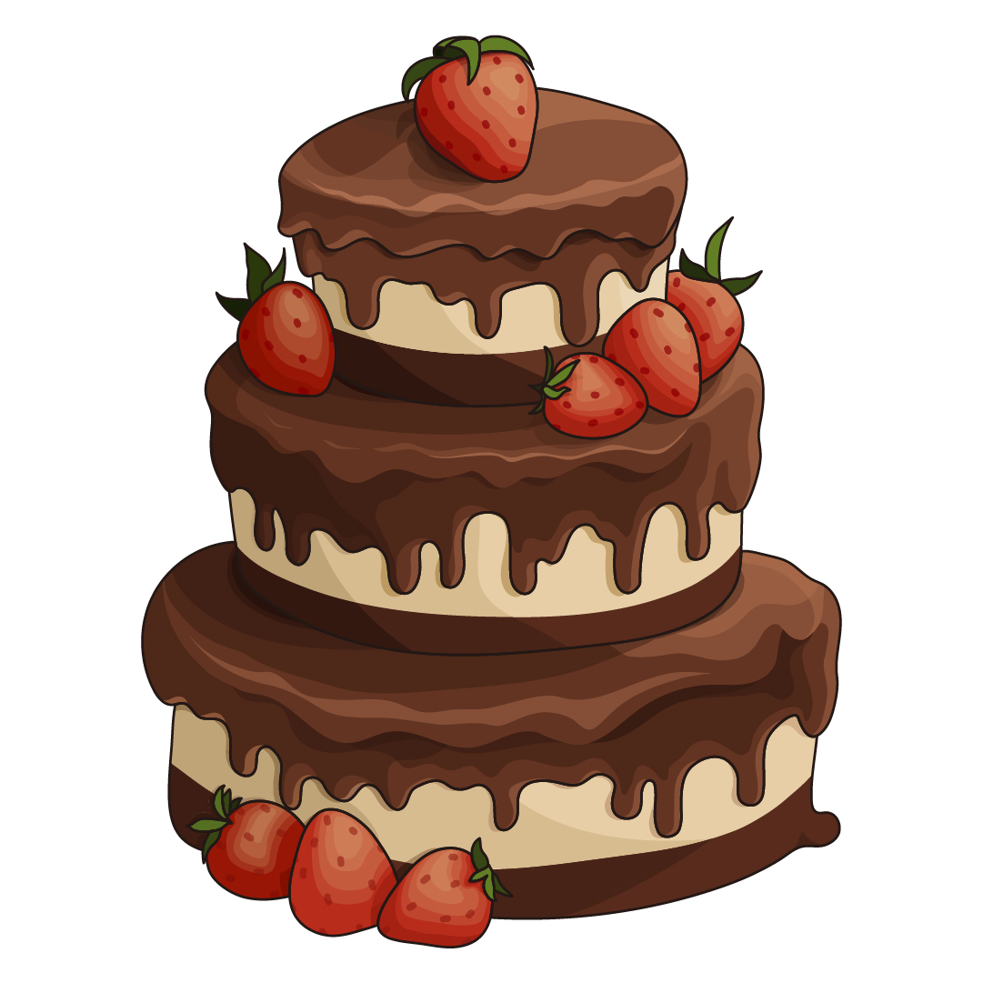 Chocolate Strawberry 3 Tiered Cake | SVG PNG Cute Clip art S | Inspire ...