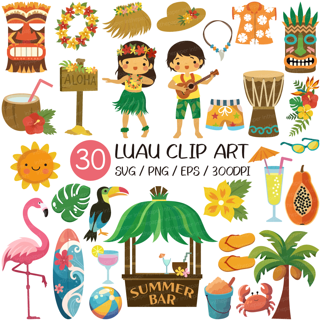 Luau Clipart Hawaiian SVG Summer PNG Aloha Cute Girl Boy Hul | Inspire ...