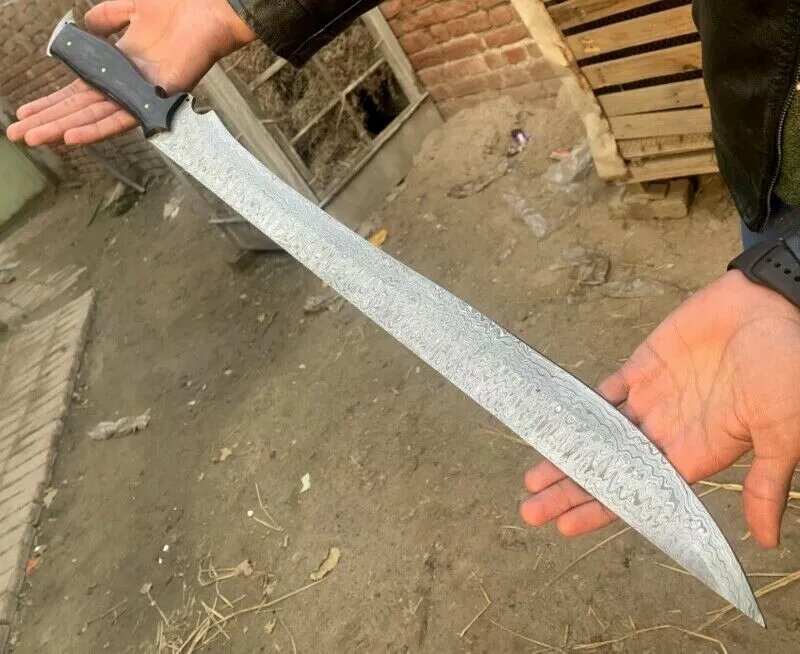 CUSTOM HAND MADE DAMASCUS STEEL HUNTING MACHETE VIKING SWORD | Inspire ...