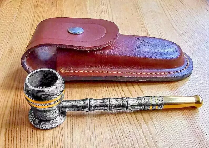 Custom Handmade Damascus Steel Collectible Smoking Pipe with | Inspire ...
