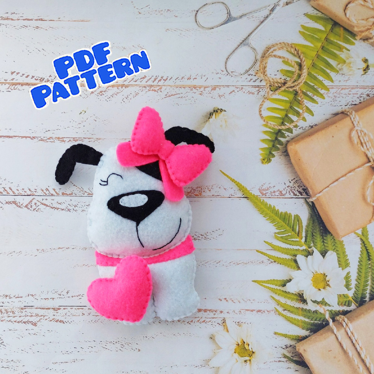 Felt dog sewing pattern Felt baby dog pattern PDF Dog stuffe | Inspire ...