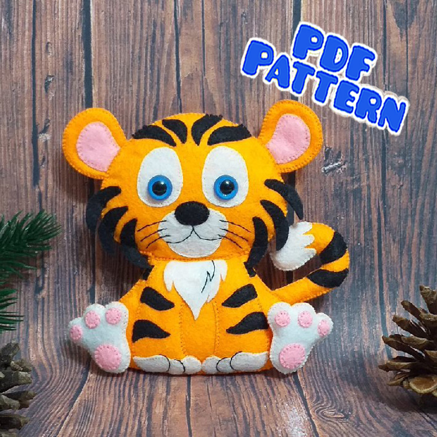 Felt tiger pattern PDF Felt tiger ornament Felt animals patt - Inspire ...