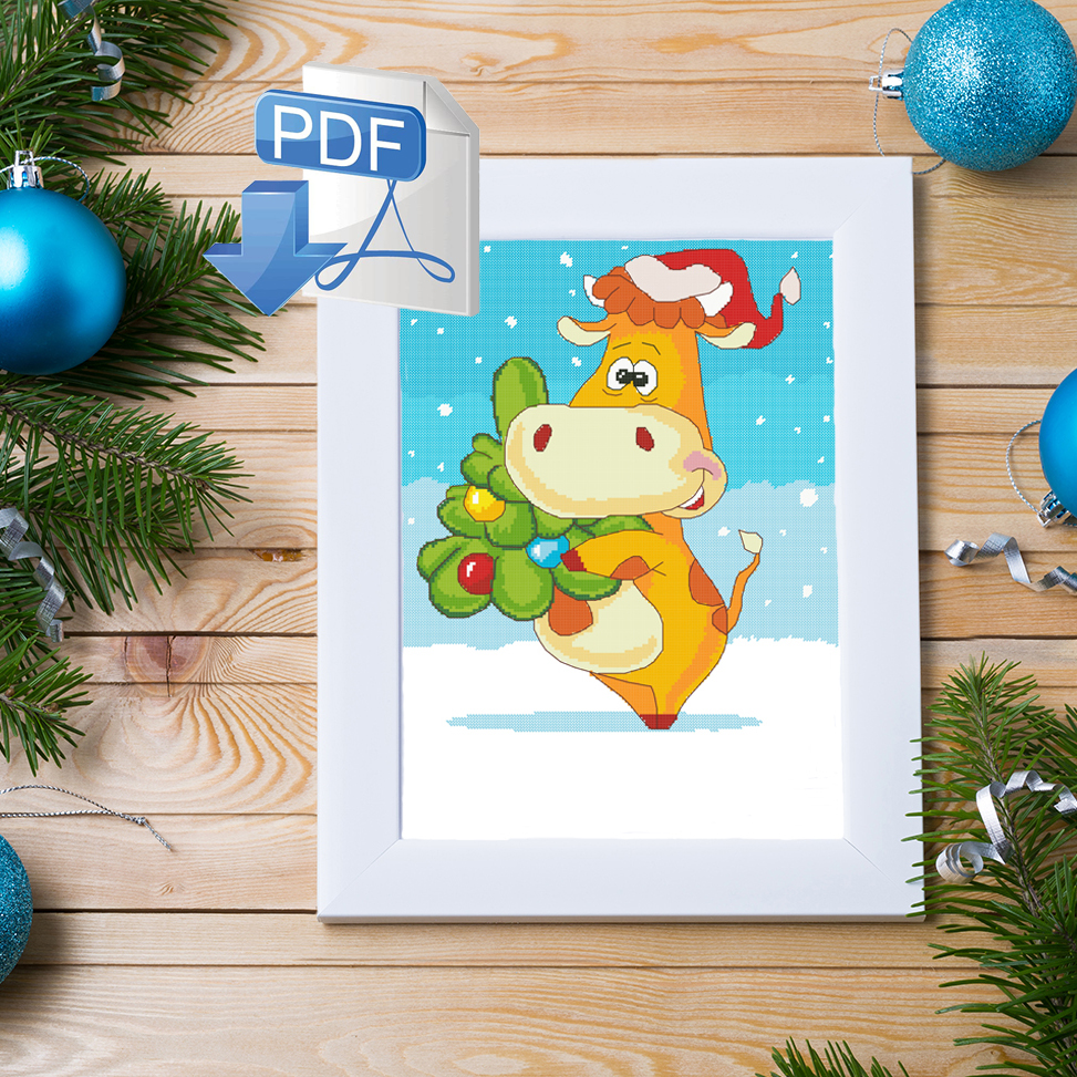 Christmas cow cross stitch pattern Cow cross stitch pattern | Inspire ...