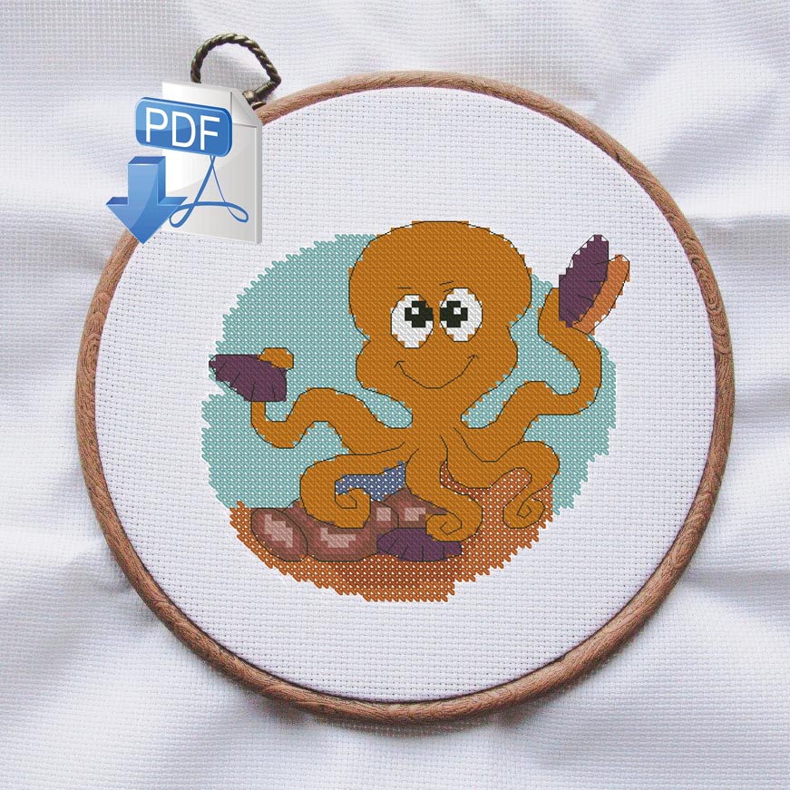 Octopus cross stitch pattern Marine life cross stitch patter - Inspire ...