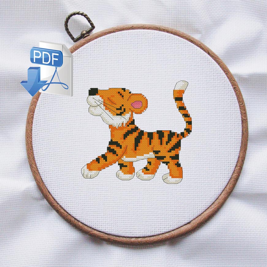 Tiger cross stitch pattern Animals cross stitch pattern Inst | Inspire ...