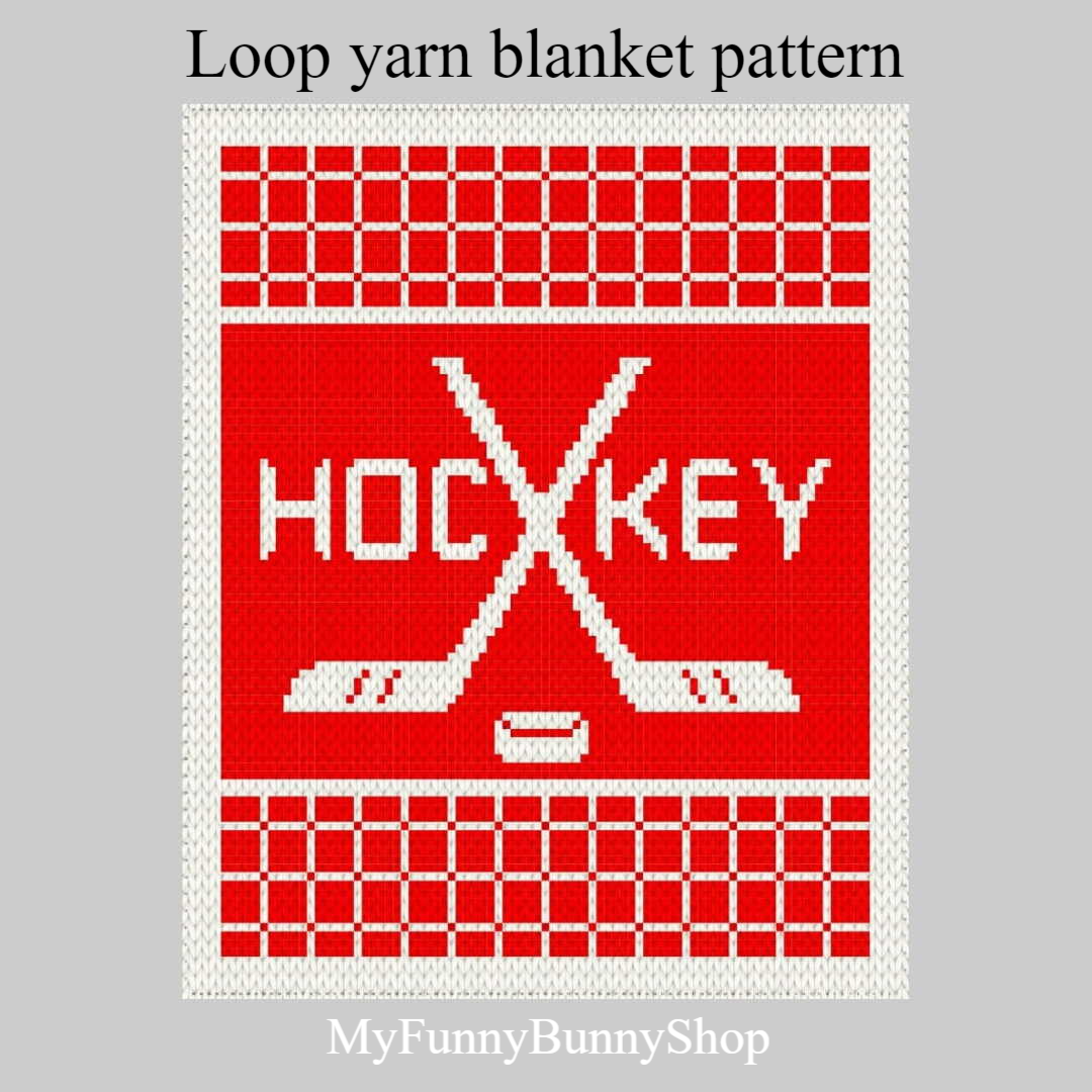 Hockey Themed Loop yarn Finger knitted blanket pattern PDF | Inspire Uplift