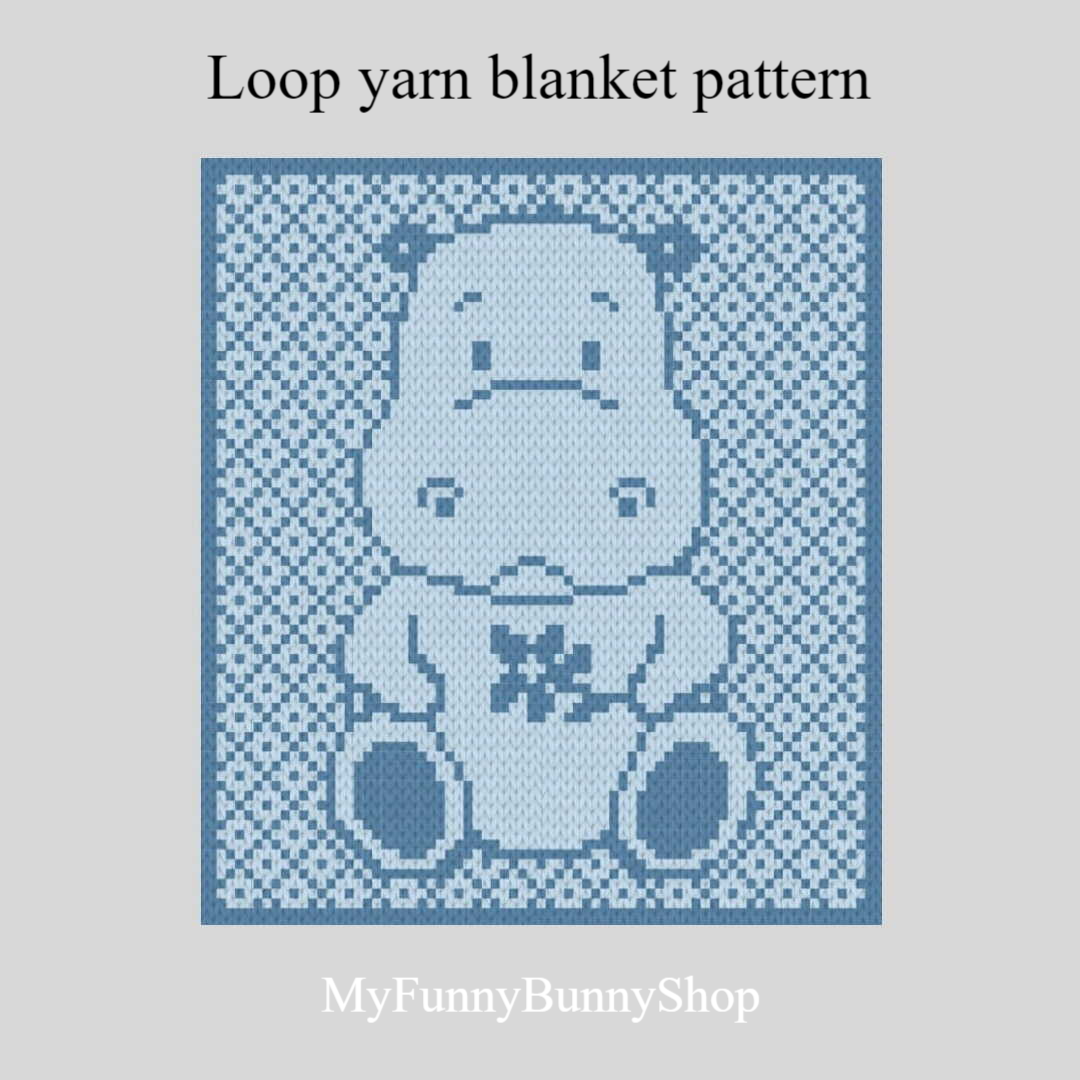 Hippo Baby Loop yarn Finger knitted blanket pattern PDF | Inspire Uplift