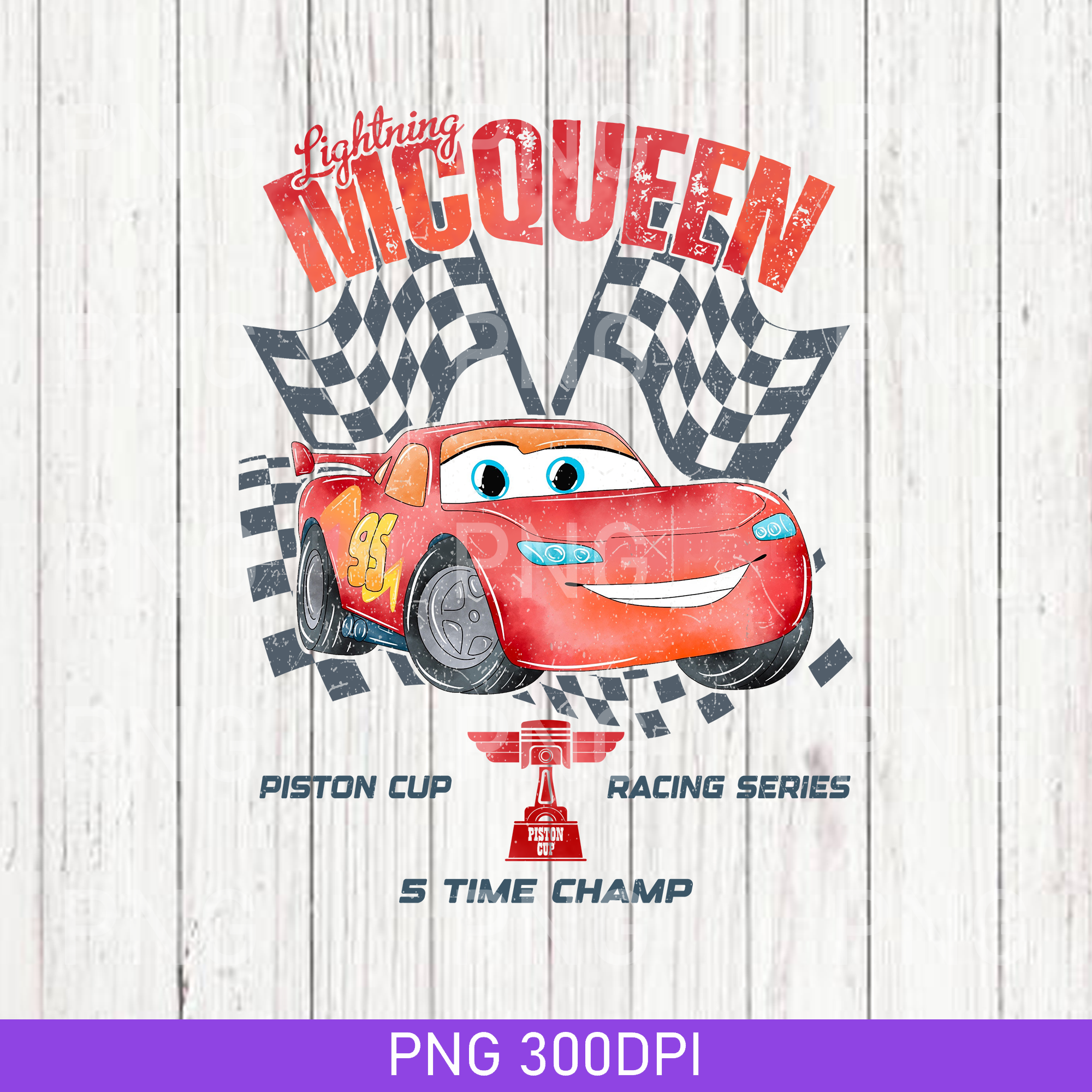 Retro Lightning McQueen Race 95 Portrait PNG, Disney Pixar C | Inspire ...