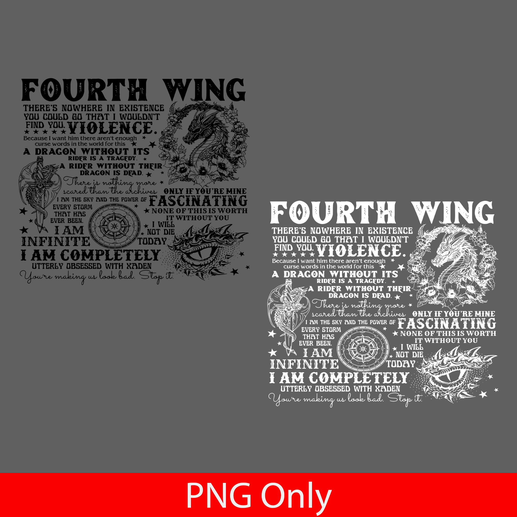 Fourth Wing Embroidered PNG, Basgiath War College PNG, YA Fa | Inspire ...