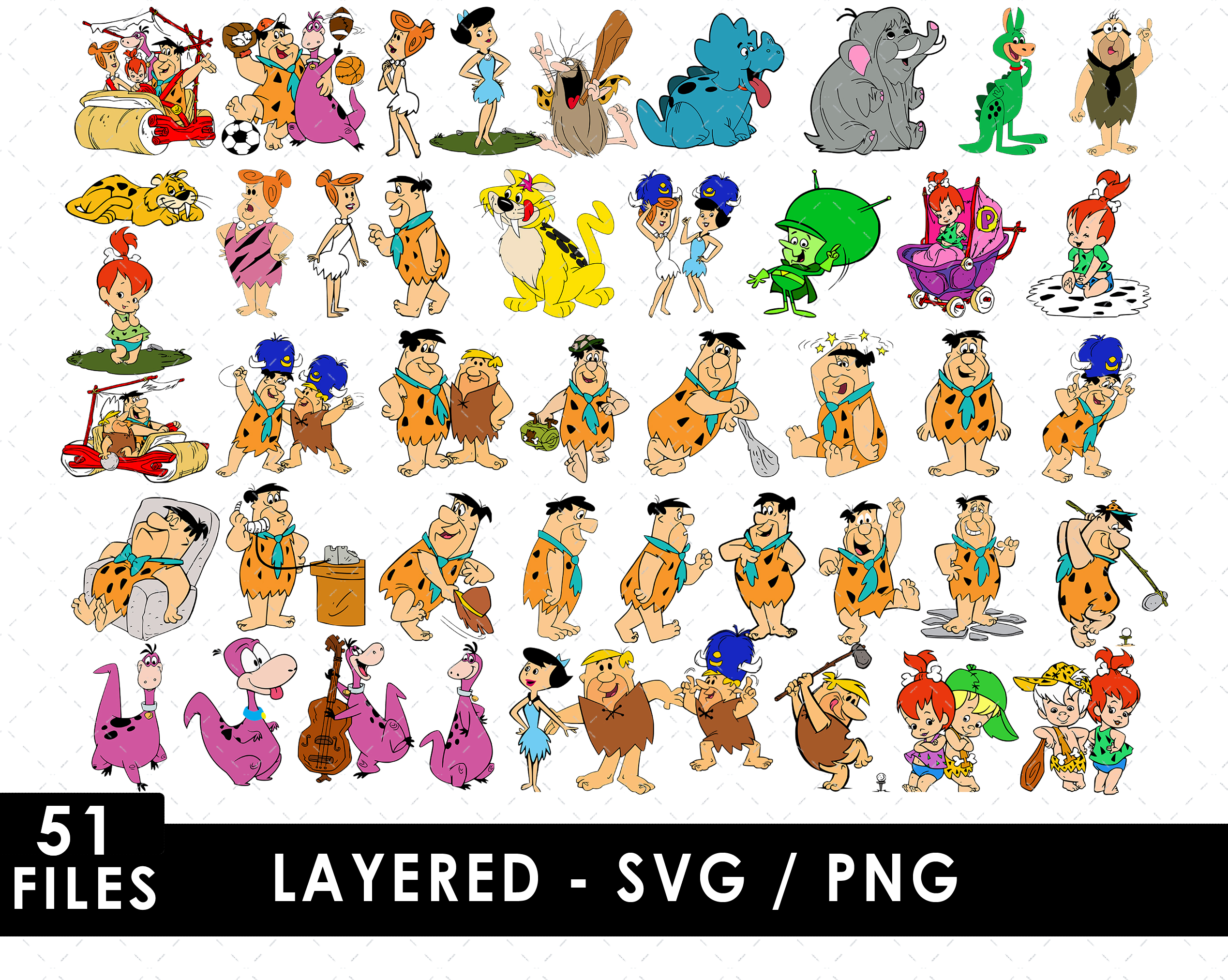 Flintstones SVG & PNG Files Vector Images and Clipart Bundle | Inspire ...