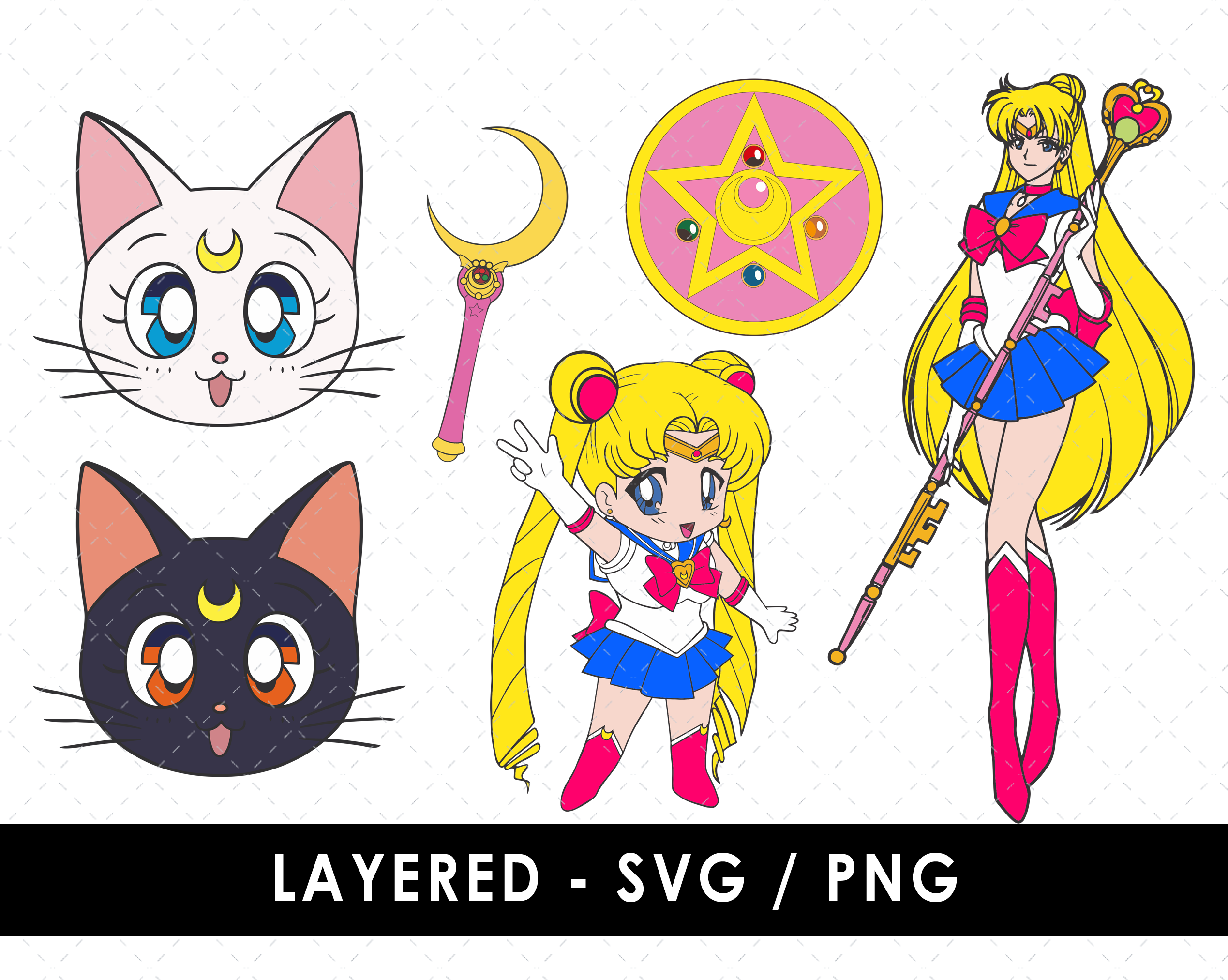 Sailor Moon SVG & PNG Files Vector Images and Clipart Bundle | Inspire ...