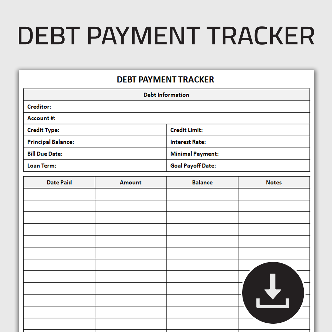 Printable Debt Payment Tracker, Debt Payoff Planner, Debt Sn | Inspire ...