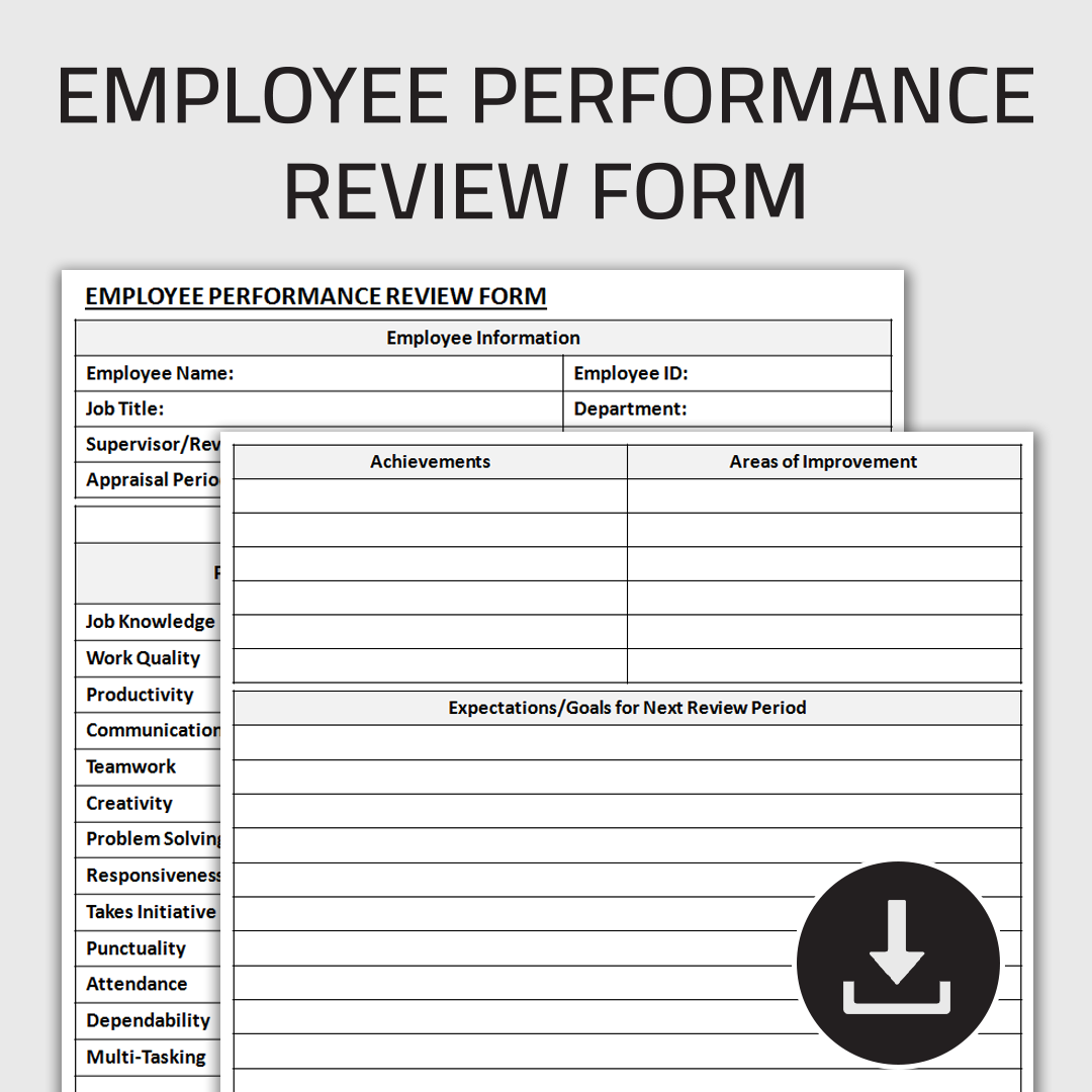 Printable Employee Performance Review Form, Employee Apprais | Inspire ...