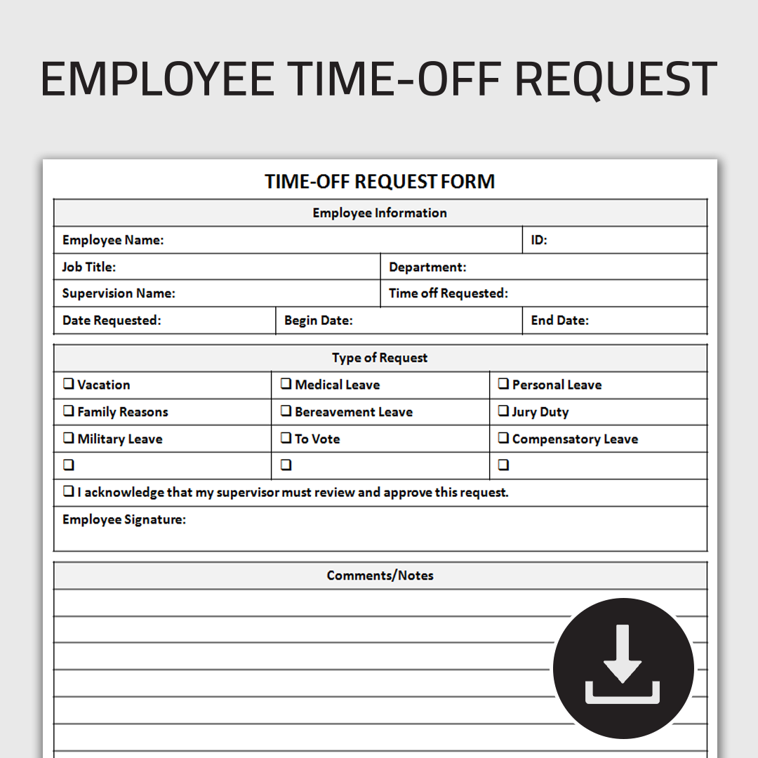Printable Employee Time Off Request Form, Vacation Request F - Inspire ...
