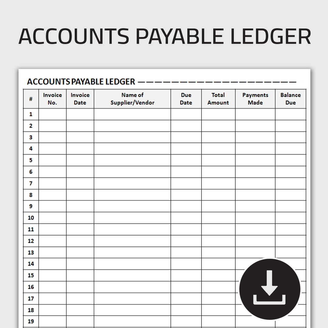 Printable Accounts Payable Ledger, Accounting Ledger, Vendor | Inspire ...
