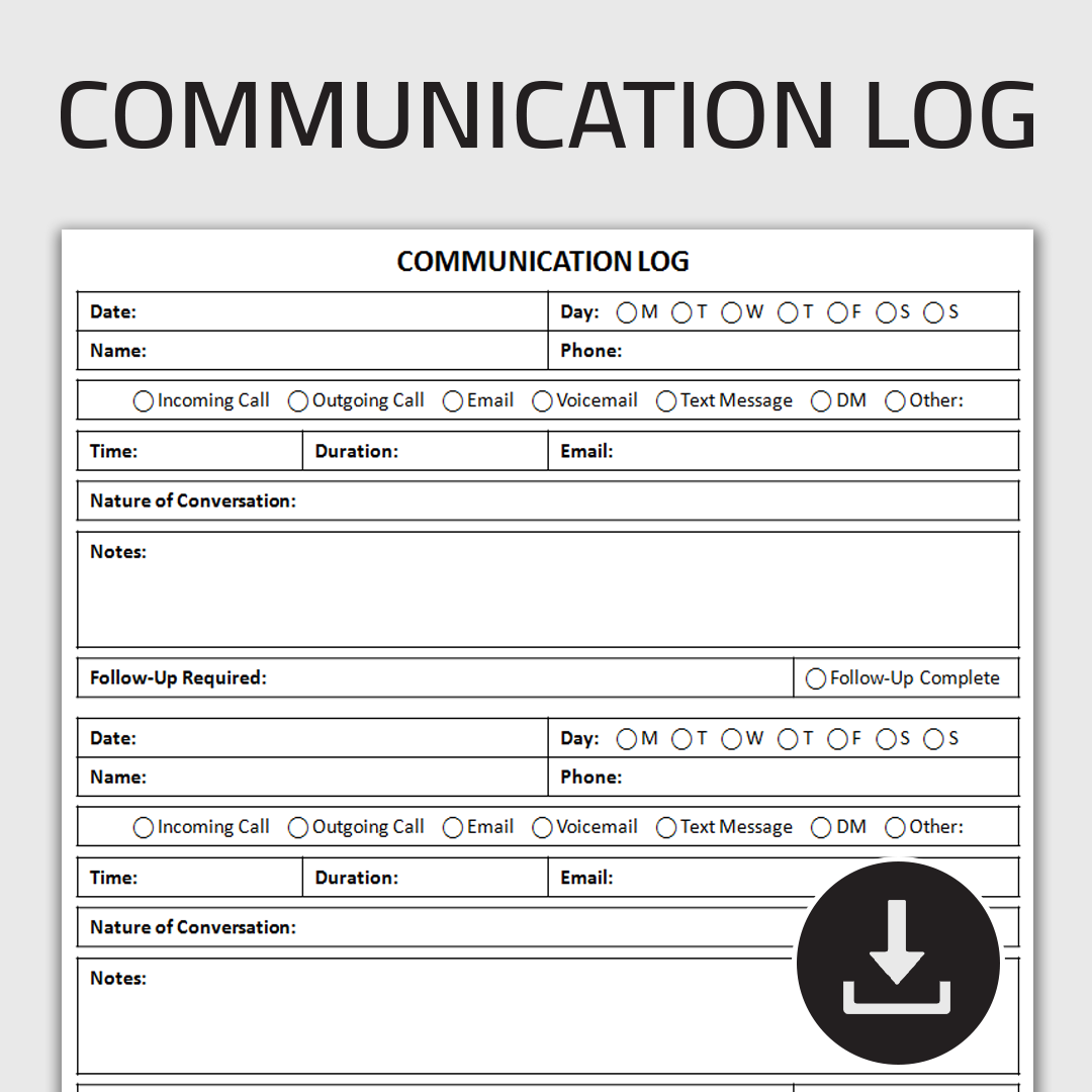 Printable Communication Log, Call Tracker, Conversation Reco | Inspire ...
