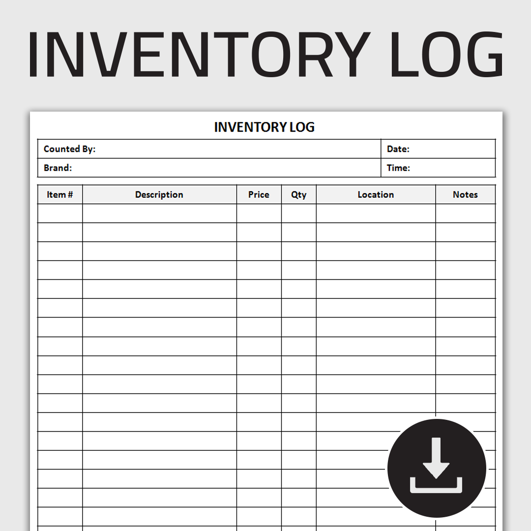 Printable Inventory Log, Inventory Tracker, Inventory Manage | Inspire ...