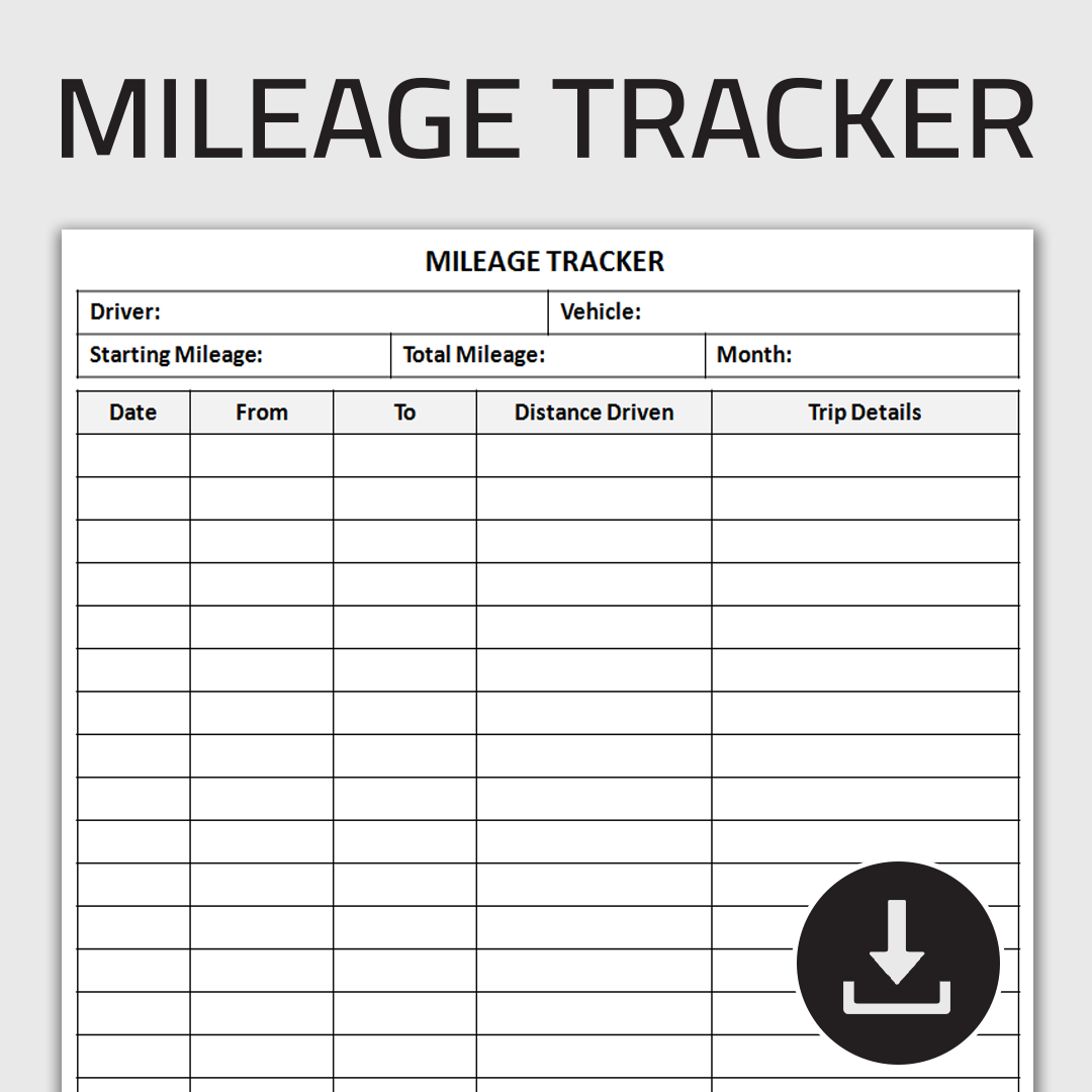 Printable Mileage Tracker, Vehicle Mileage Log, Mileage Shee - Inspire ...