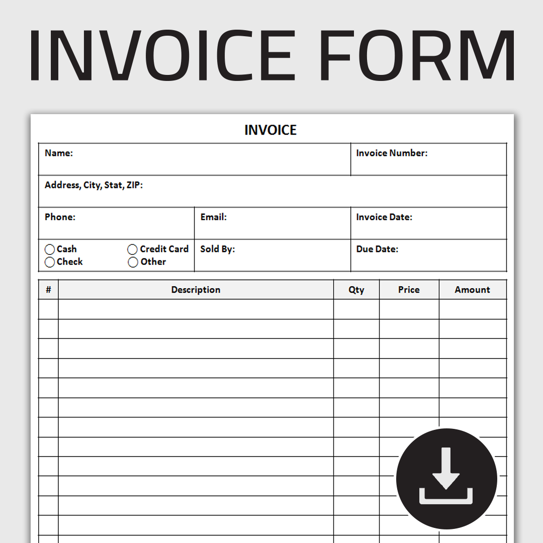 Printable Invoice Form, Simple Invoice Sheet, Business Invoi | Inspire ...