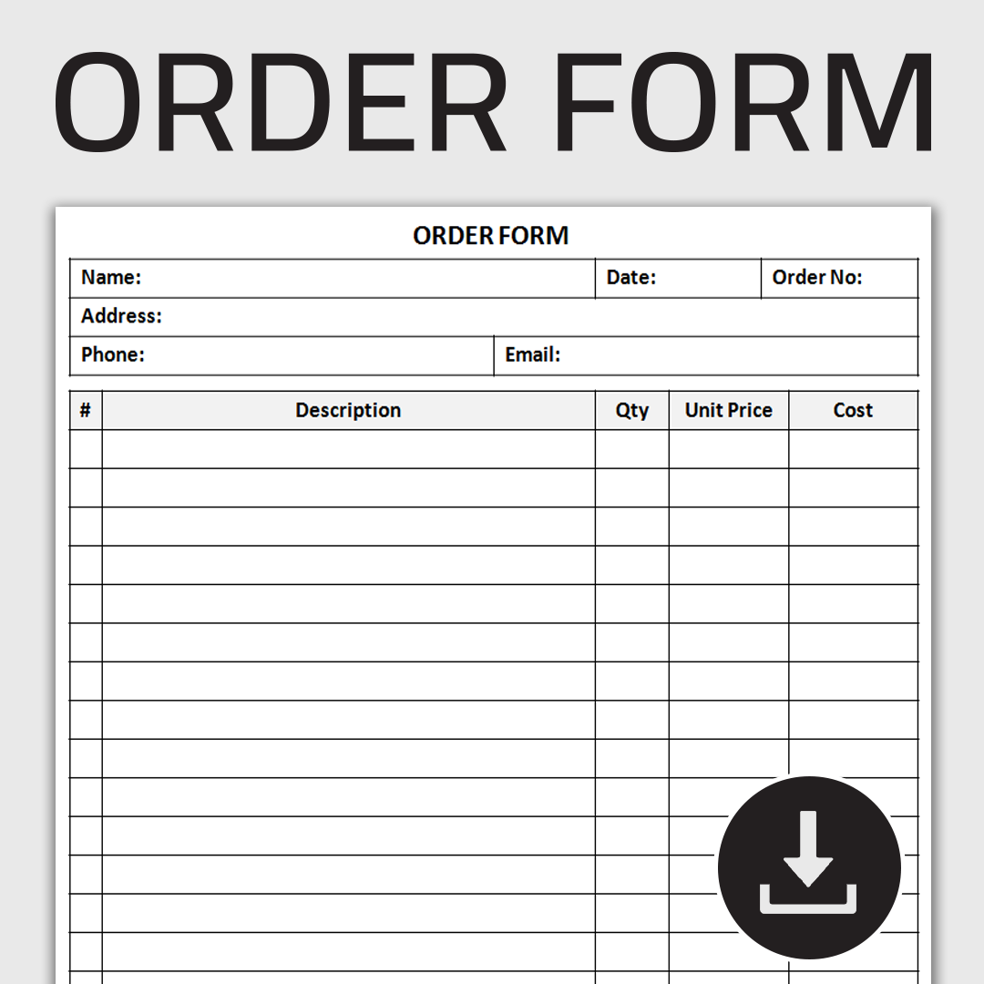 Printable Order Form, Purchase Order Sheet, Sales Order Form - Inspire ...