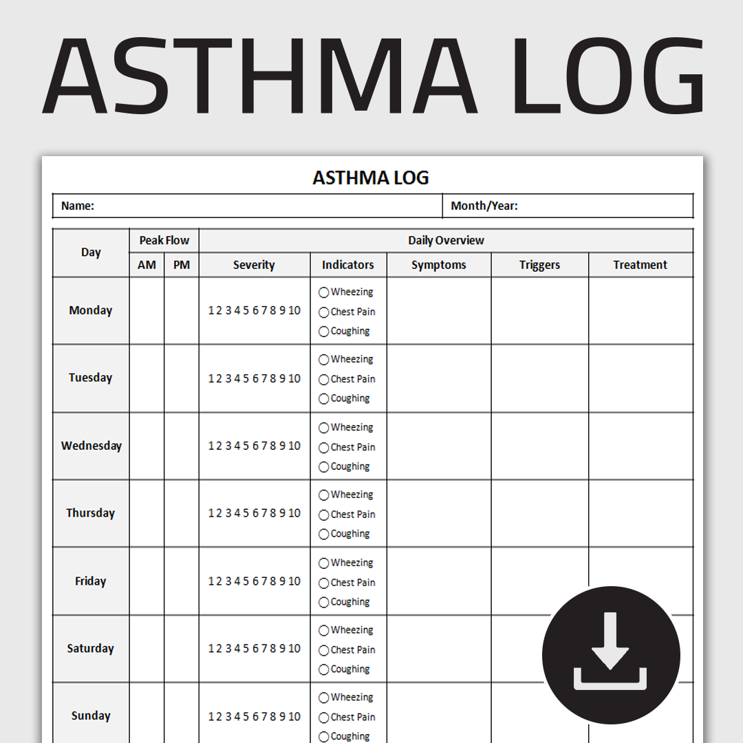 Printable Asthma Log, Daily Asthma Tracker, Asthma Attack Tr | Inspire Uplift